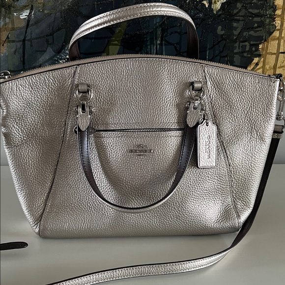 Coach | Bags | Coach Metallic Silver Satchel Bag | Poshmark